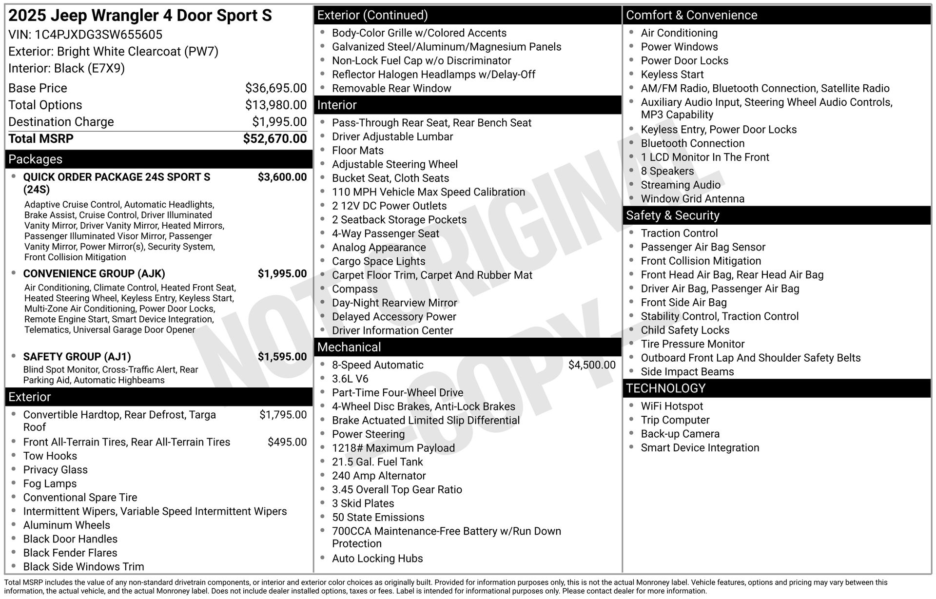 New Bright White Clearcoat 2025 Jeep Wrangler Sport S for Sale in ...